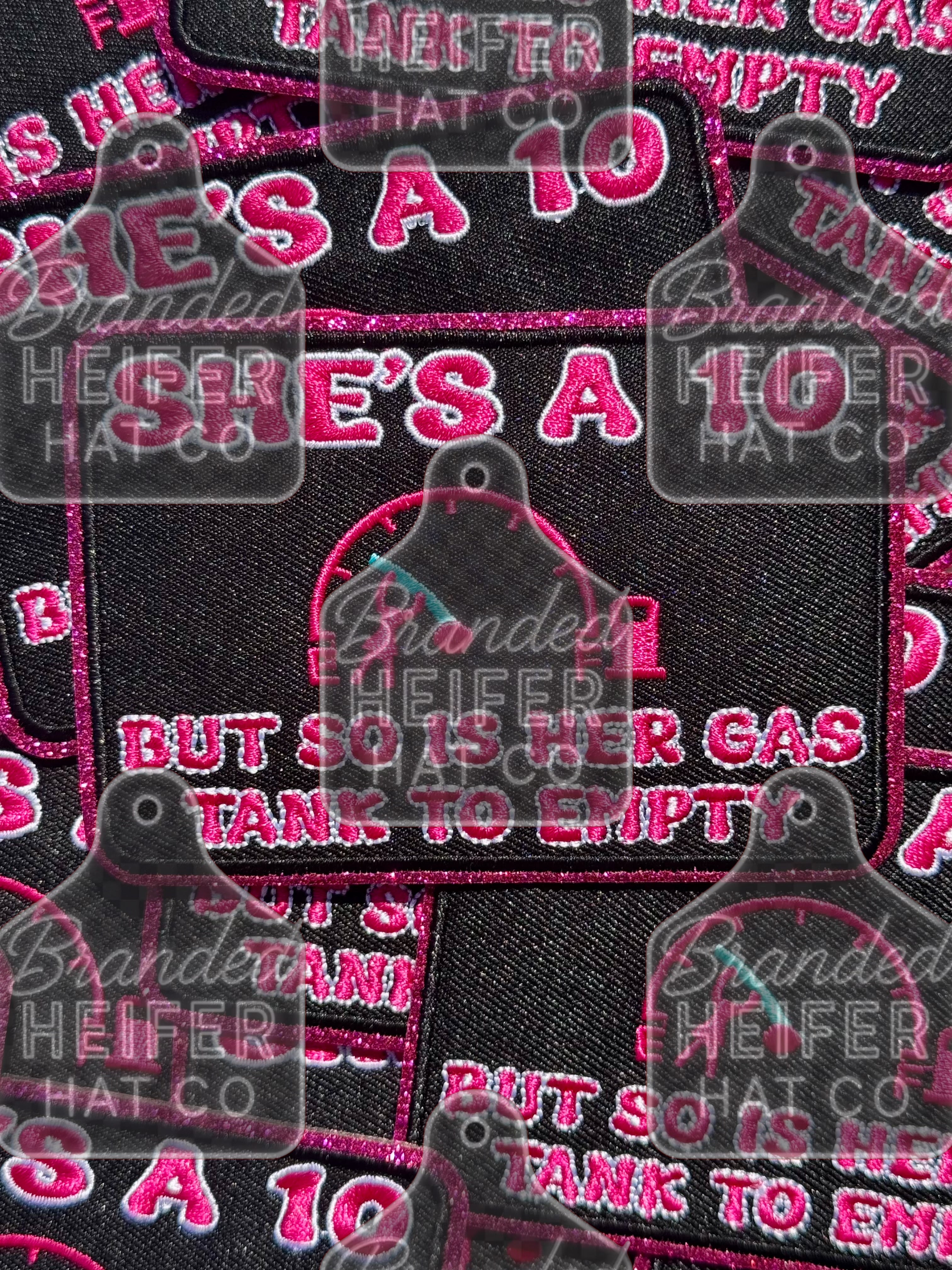 She’s a 10 glitter embroidery patch – The Branded Heifer Hat Co
