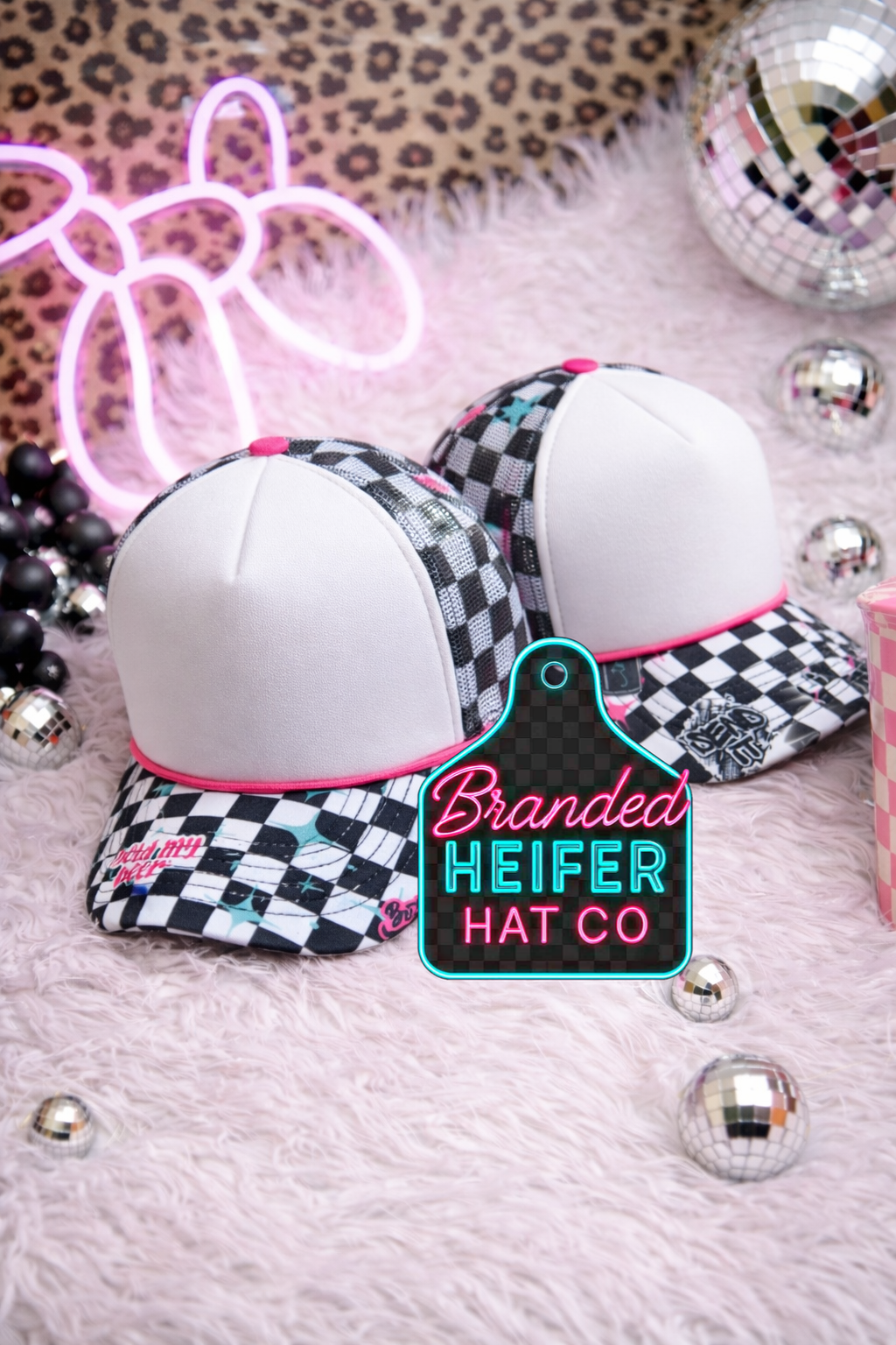 UPDATED FERAL CHECKERED FOAM TRUCKER HAT – The Branded Heifer Hat Co