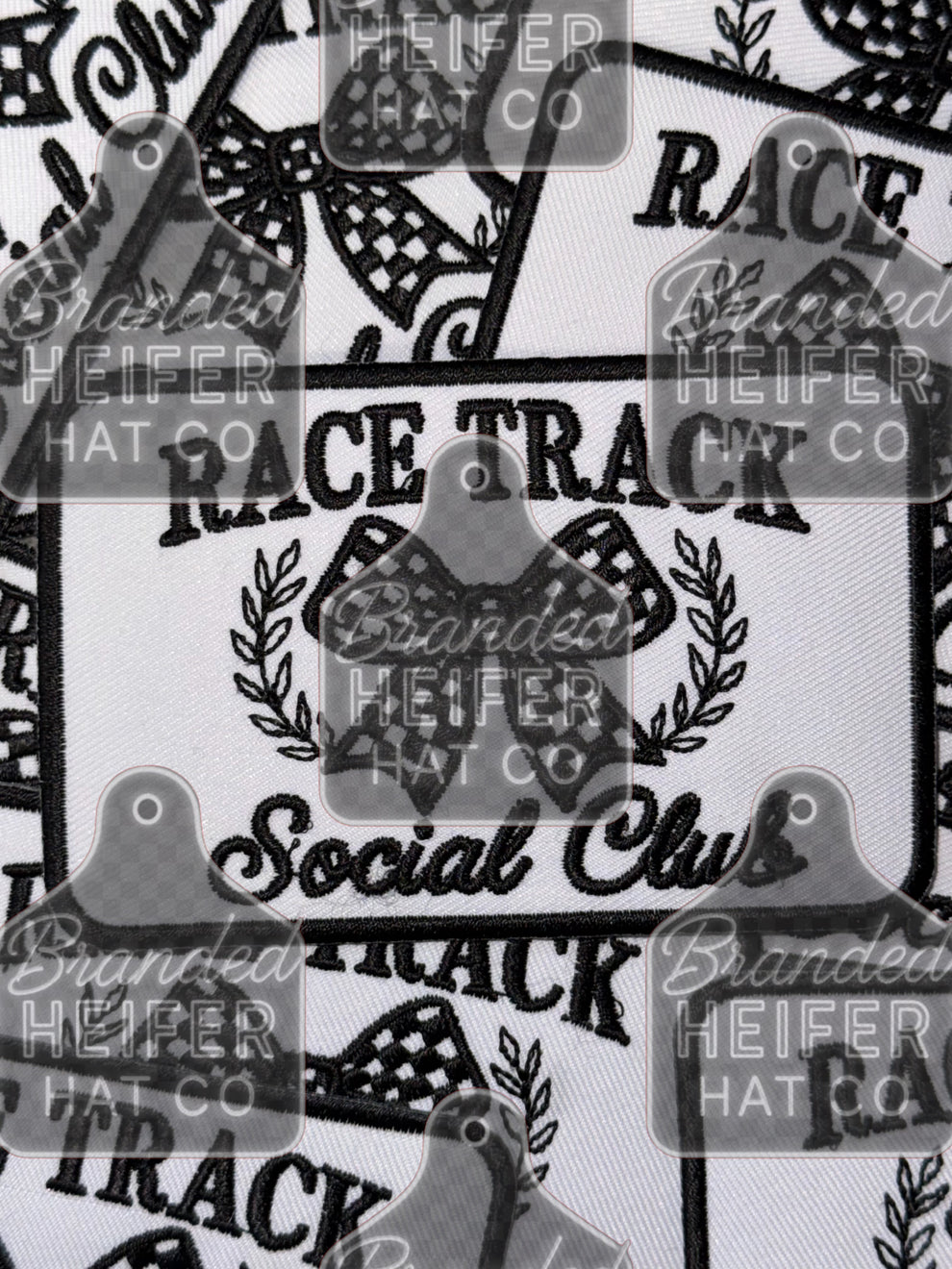 Race track social club embroidery patch – The Branded Heifer Hat Co